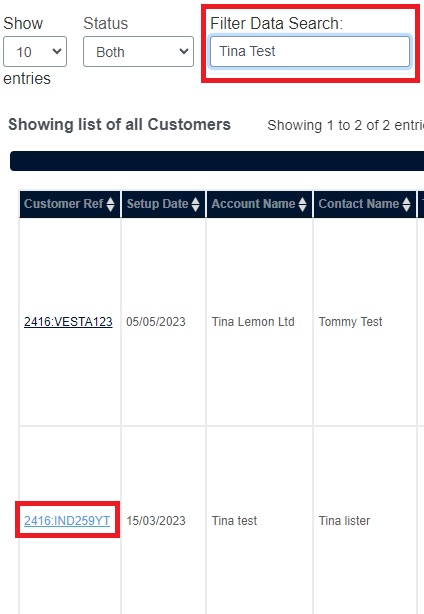 How can I search an individual customer?