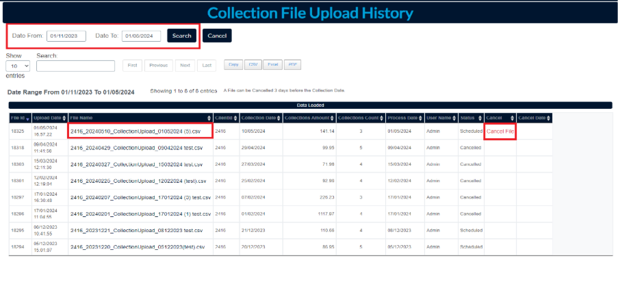 How can I view what files that have been uploaded into the portal?